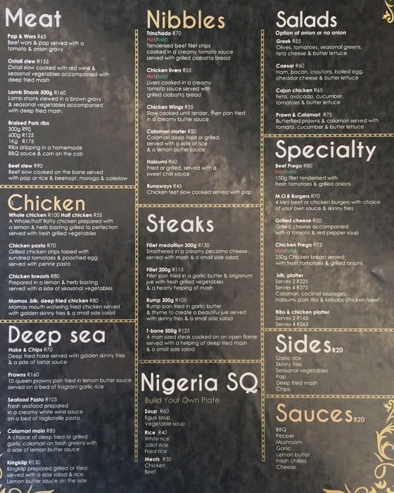 .BLK. Menu, Menu for .BLK., Wolmer, Pretoria - Zomato SA