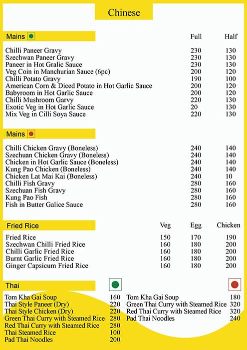 Menu at Kitchen Culture, Kolkata