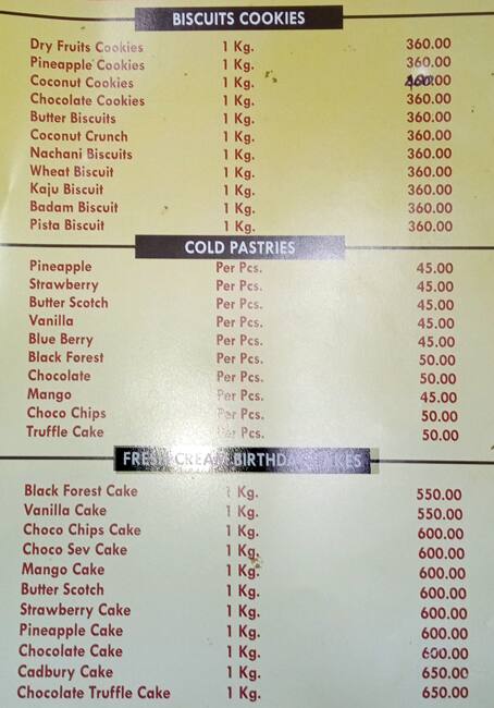Menu of Bangalore Iyanger Bakery, Ghatkopar West, Mumbai