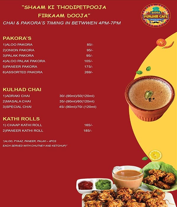 Menu of Sadda Punjabi Cafe, Madhapur, Hyderabad