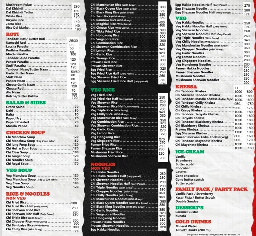 Menu of Dilli Darbar, Chembur, Mumbai