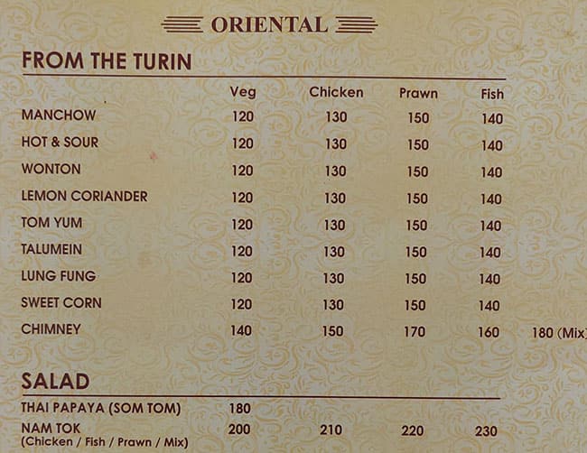 Menu of Szafran, Kalikapur, Kolkata