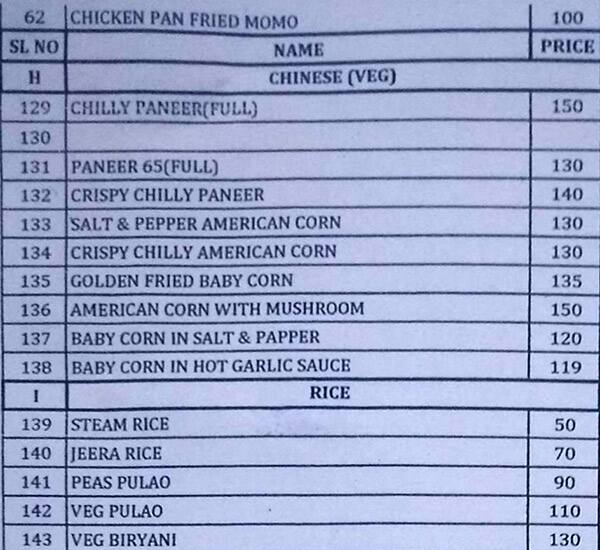 Menu at Capsicum Fast Food Center, Kolkata, H9G9+QH6