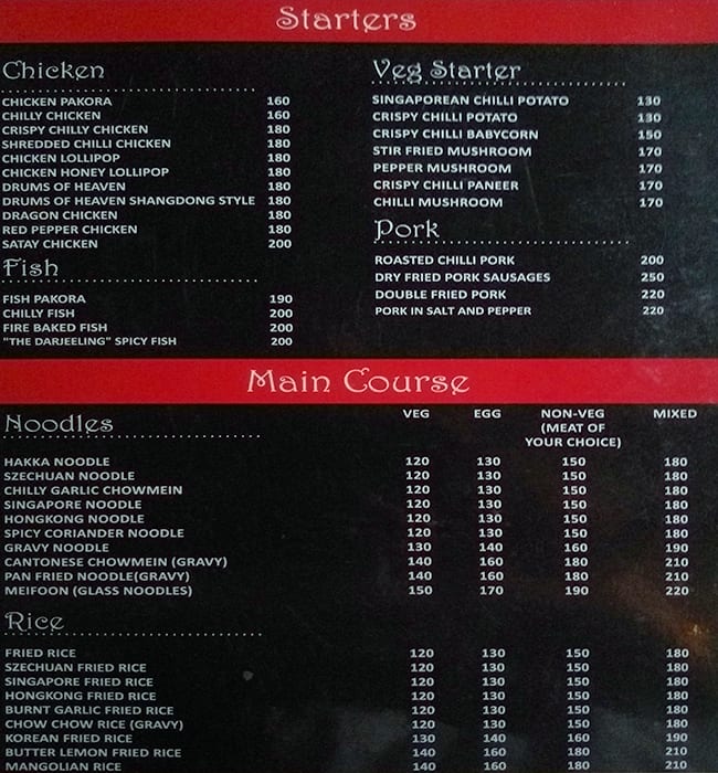 Menu of The Darjeeling, Sector 1, Salt Lake, Kolkata