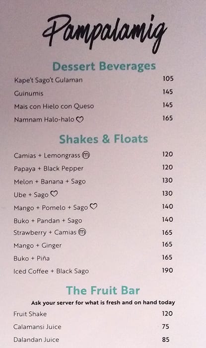 Menu at Manam Ayala Malls Manila Bay restaurant, Parañaque, Ground Floor