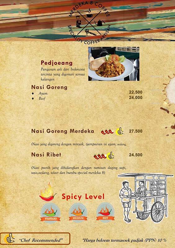 Carta del café Merdeka 8, Yakarta