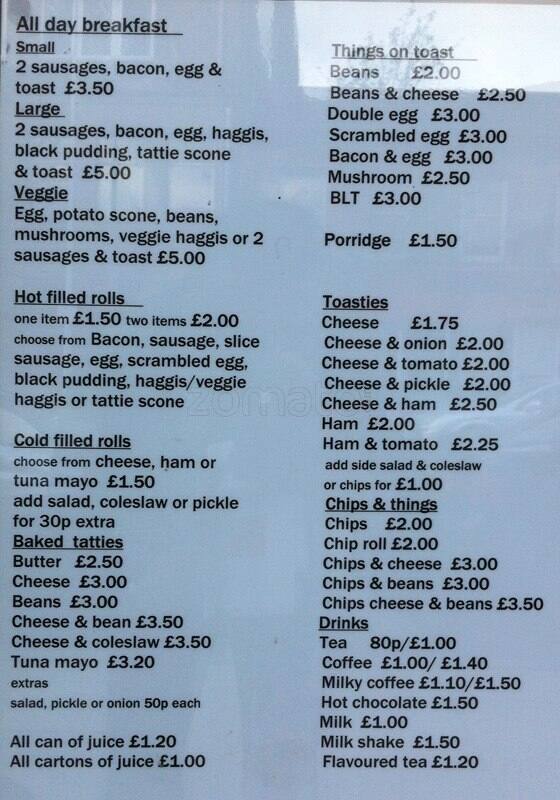 Menu at Leith Walk Cafe, Edinburgh, 128 Leith Walk