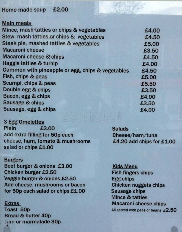 Menu at Leith Walk Cafe, Edinburgh, 128 Leith Walk