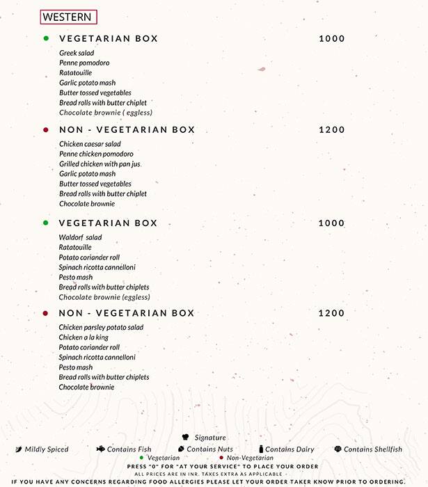 Menu at Okra, Hyderabad