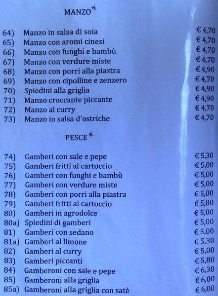 Menu at Xin Du restaurant, Rome, Viale XXI Aprile