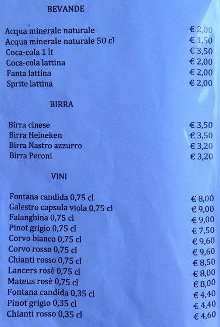 Menu at Xin Du restaurant, Rome, Viale XXI Aprile