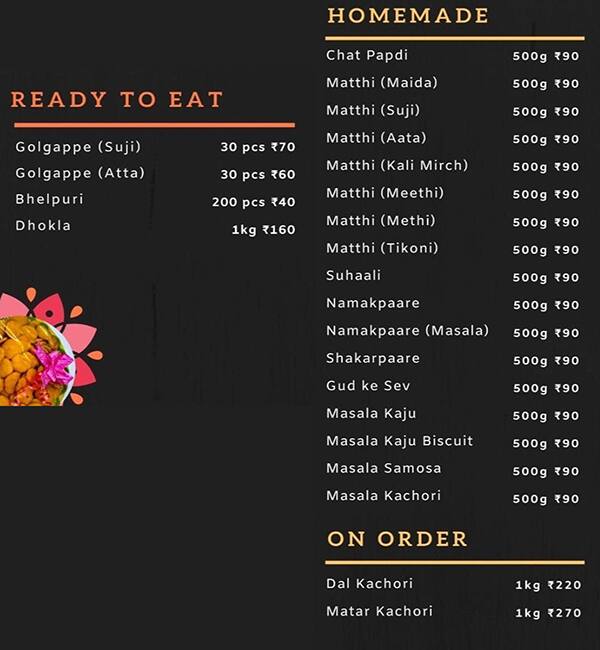 Menu of Jain's Namkeen, Rohini, New Delhi