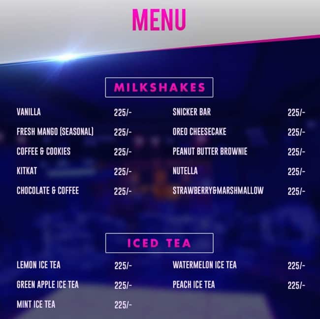 Menu of Valhalla, Indirapuram, Ghaziabad