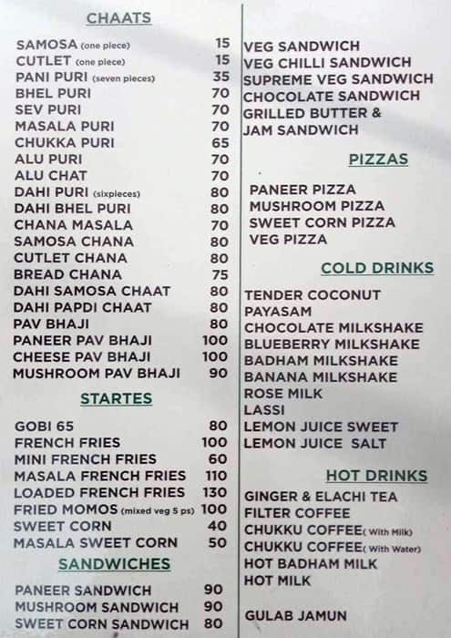 Menu of Millet Angadi, Madipakkam, Chennai