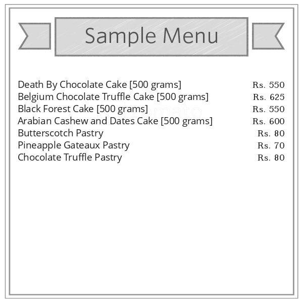 Menu of Just Bake, Habsiguda, Hyderabad