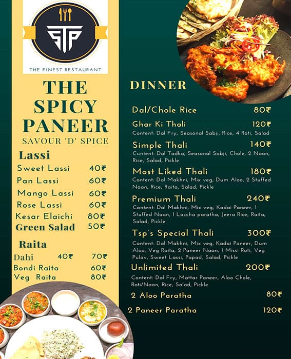 Menu of Family Restaurant The Spicy Paneer, Mathura Locality, Mathura