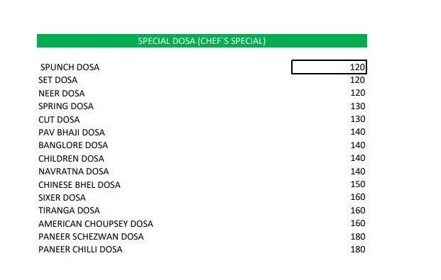 Menu of Anna Idli Dosa, Kharadi, Pune