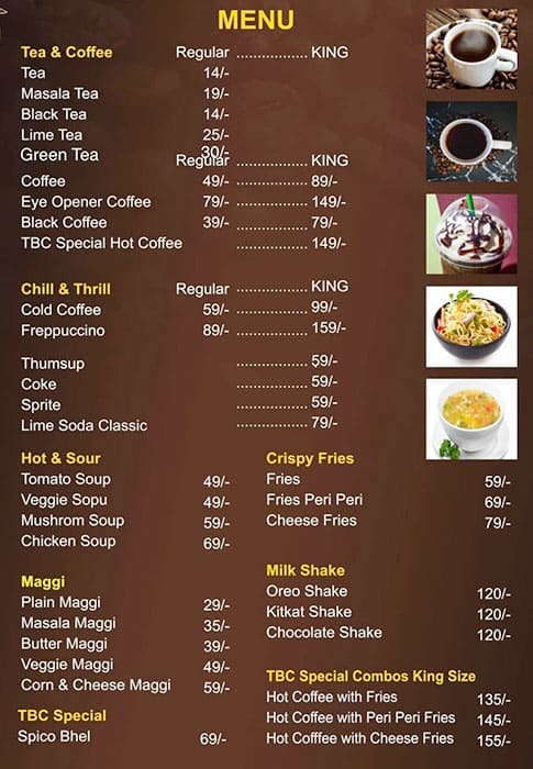 Menu of The Buzz Cafe, Palam, New Delhi