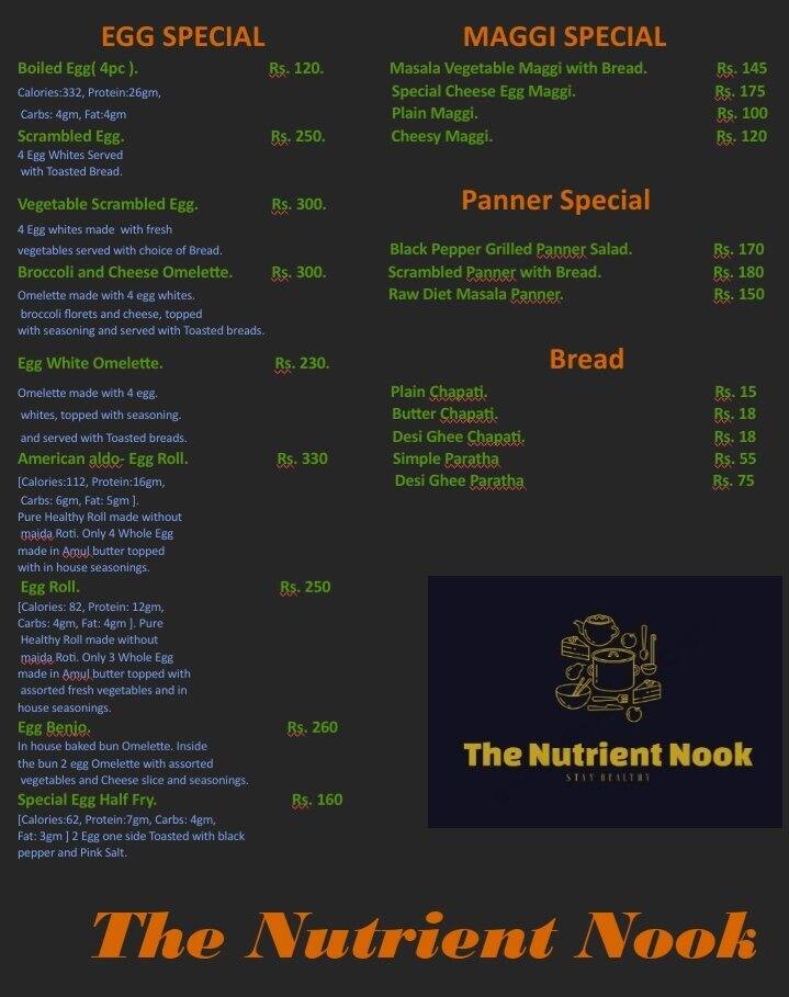 Menu of The Nutrient Nook, Gill Road, Ludhiana