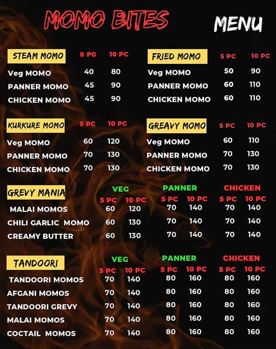 Menu of Momo Bites, Sector 23, Dwarka, New Delhi