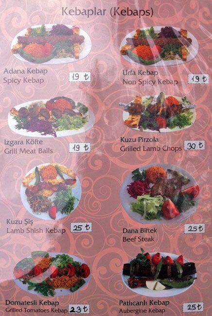 Menu at İzmir Restaurant, Istanbul