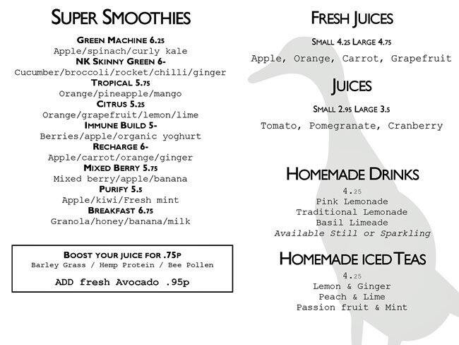 Menu at Natural Kitchen restaurant, London, 15-17 Nevill Ln