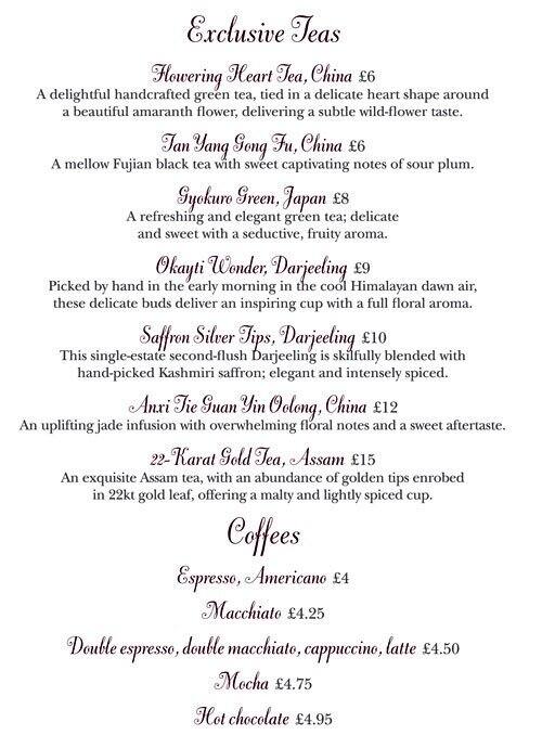 Menu at The Grill at Harrods restaurant, London