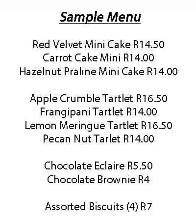 Menu at Asara Wine Estate Restaurant, Stellenbosch