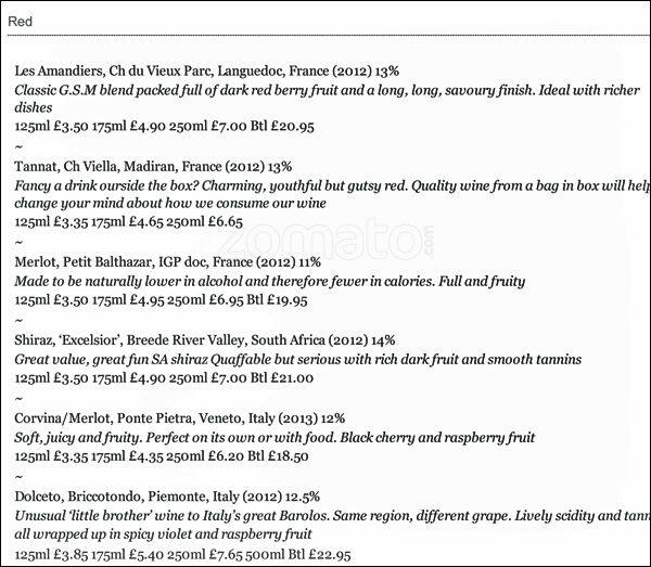 Menu at Stravaigin restaurant, Glasgow