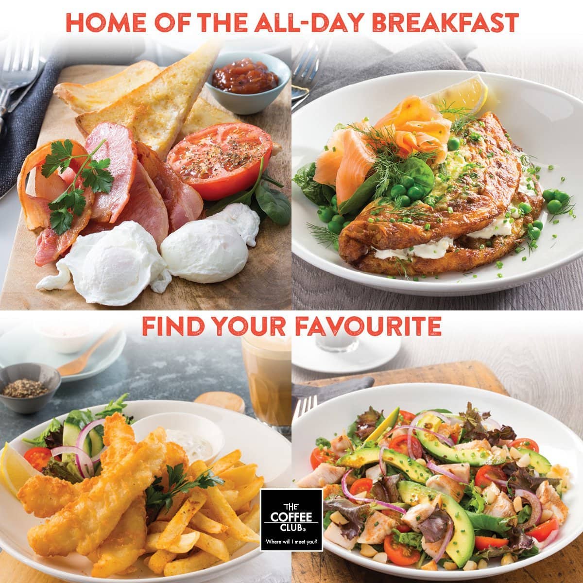 Menu at The Coffee Club, Burleigh Heads, 5/27 Connor St