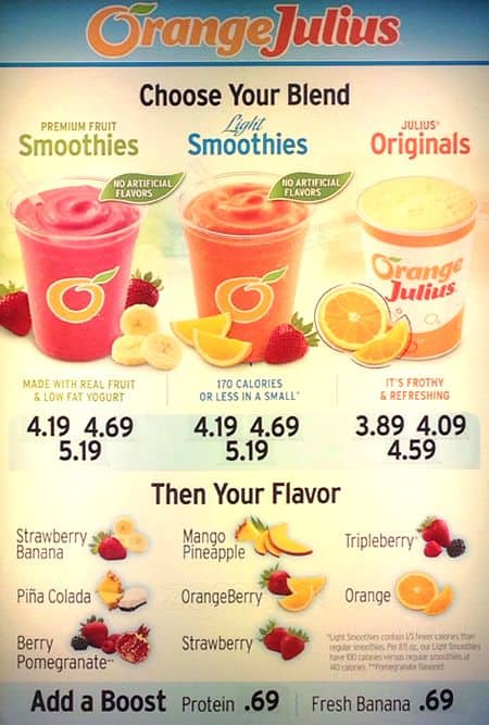 Orange Julius Menu, Menu for Orange Julius, Everett, Everett ...