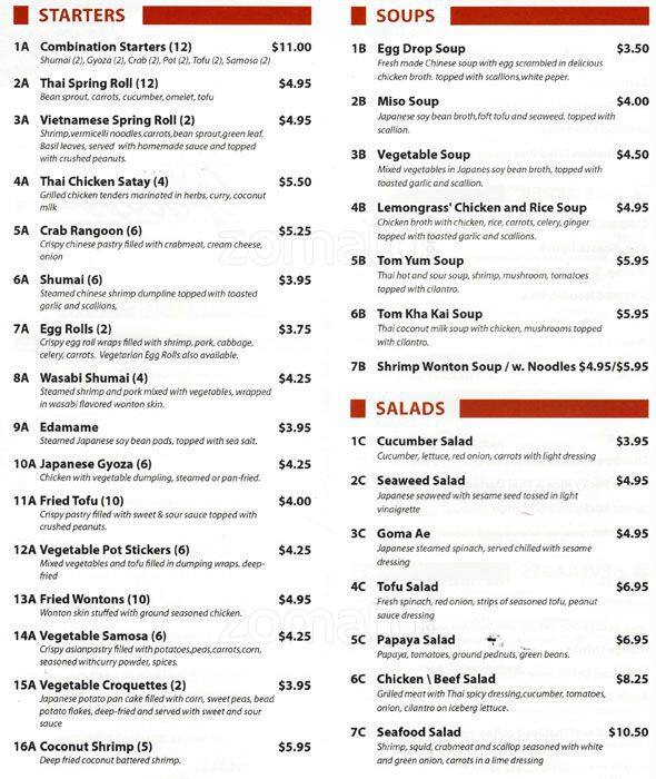 Lemongrass Menu Menu For Lemongrass University Village Chicago Urbanspoonzomato