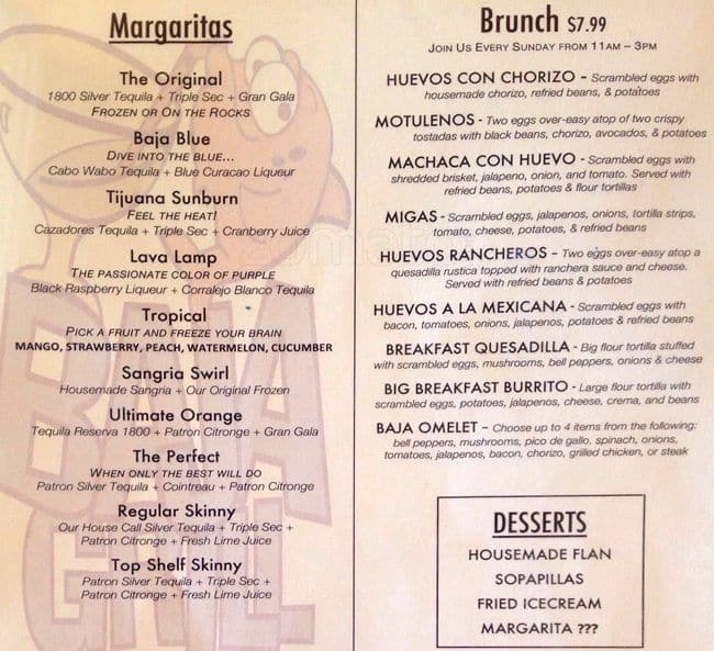 Menu at Baja Mex Grill -Grapevine restaurant, Grapevine