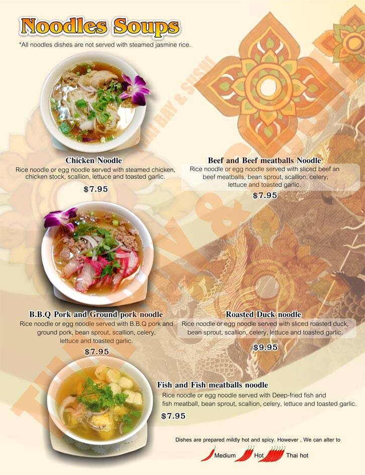Menu at Thai Bay & Sushi Restaurant, Largo