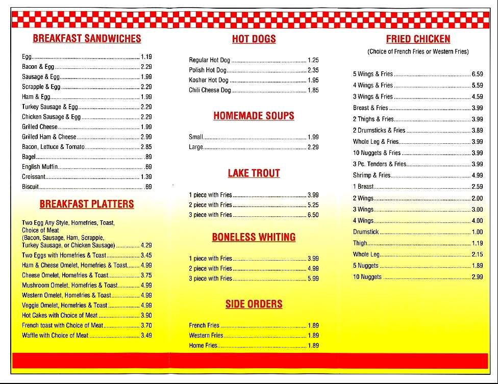 Menu at Linden Deli, Baltimore