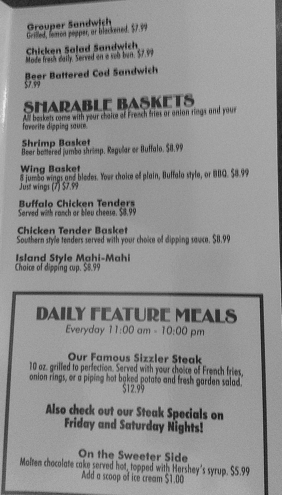 Menu at Bojaks Bar & Grill, Franklin