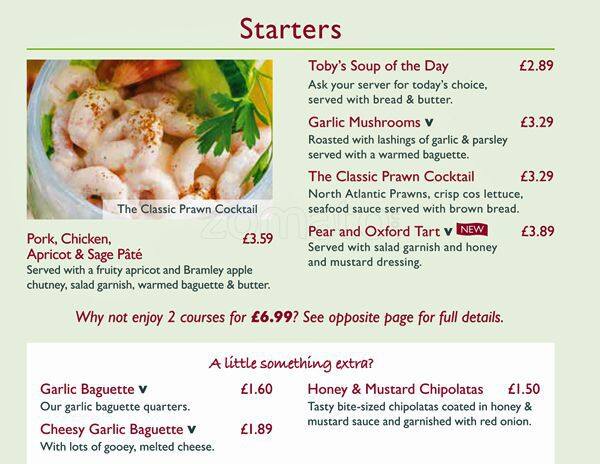 Menu at Toby Carvery Crown restaurant, Bromley, 155 Bromley Common