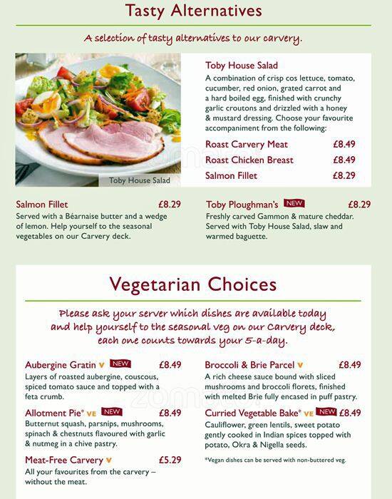 Menu at Toby Carvery Crown restaurant, Bromley, 155 Bromley Common