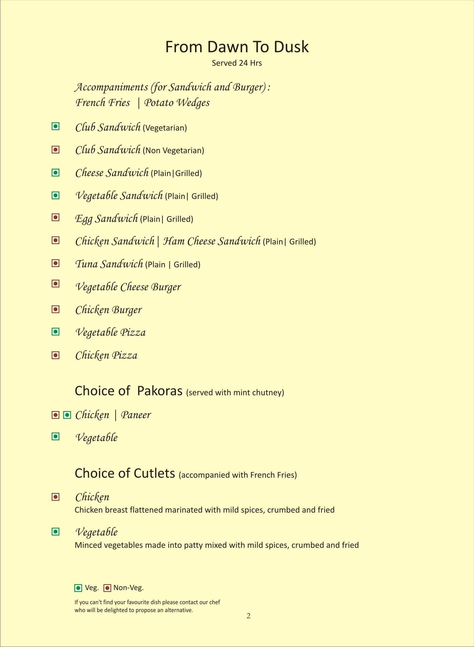 Menu at Nautica - Mayfair Hideaway Spa Resort, Mobor Beach