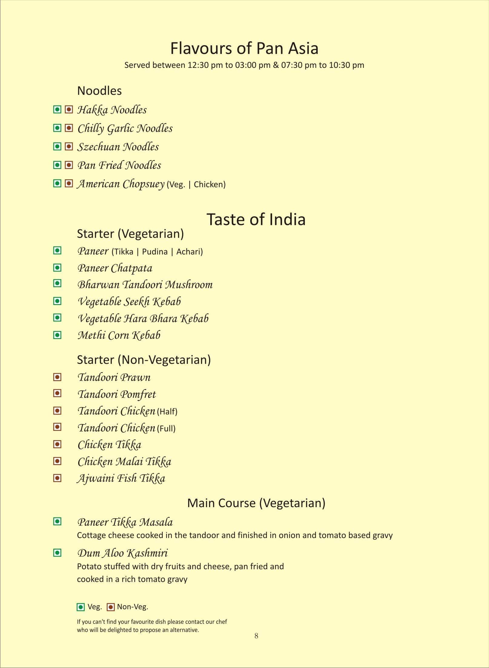 Menu at Nautica - Mayfair Hideaway Spa Resort, Mobor Beach