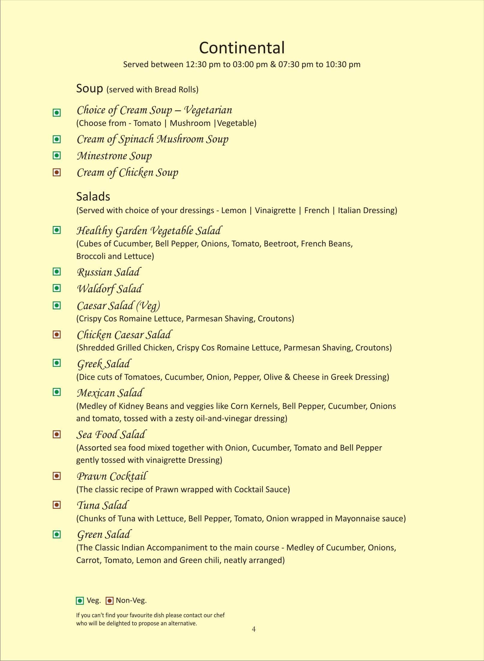 Menu at Nautica - Mayfair Hideaway Spa Resort, Mobor Beach