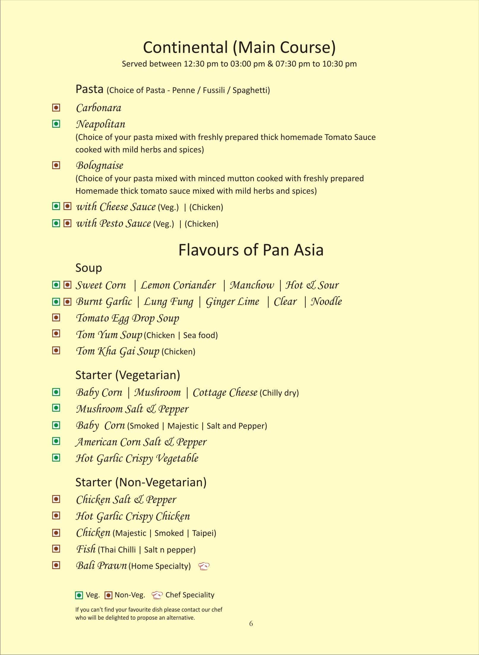 Menu at Nautica - Mayfair Hideaway Spa Resort, Mobor Beach