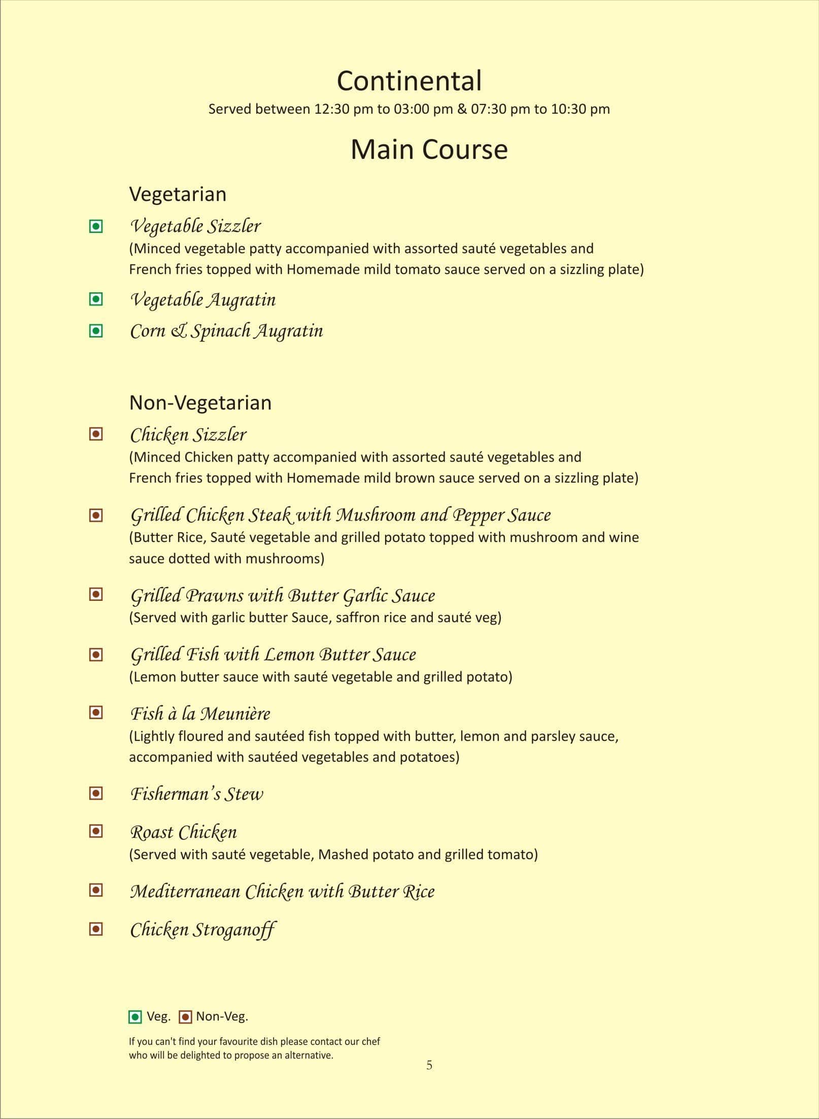 Menu at Nautica - Mayfair Hideaway Spa Resort, Mobor Beach