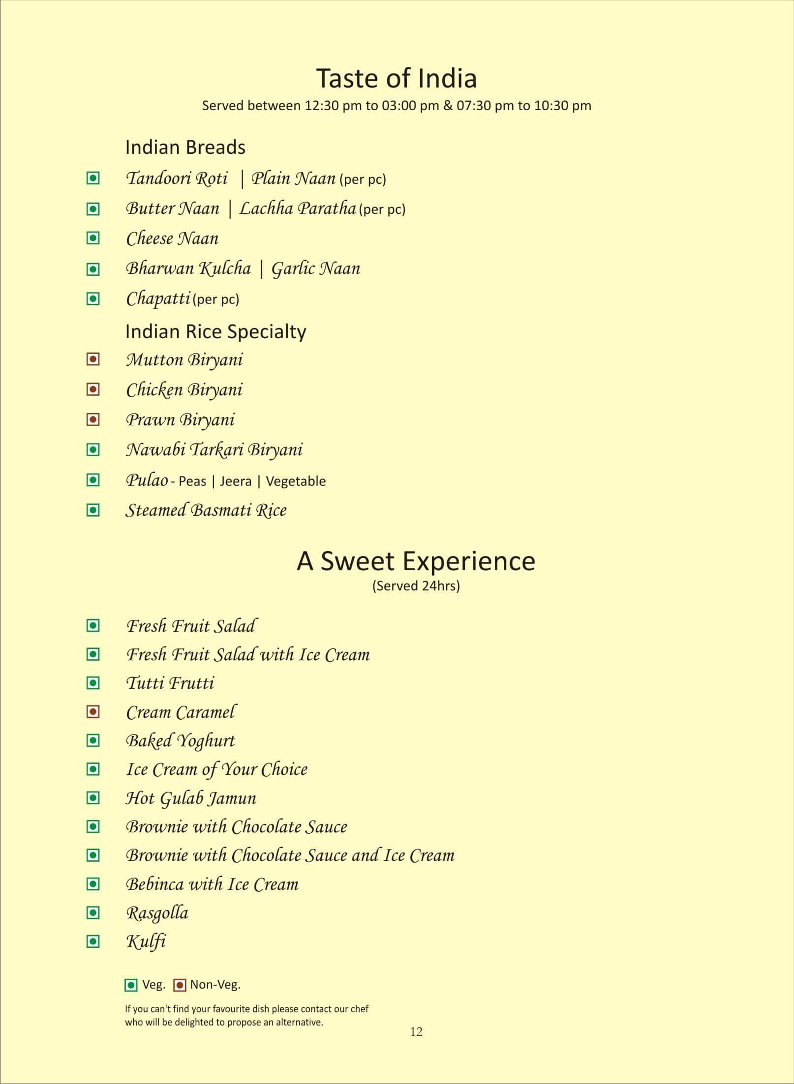 Menu at Nautica - Mayfair Hideaway Spa Resort, Mobor Beach