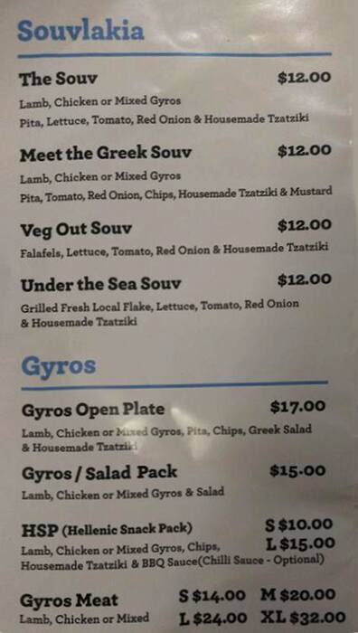 Menu at Souv & Burger restaurant, Camberwell