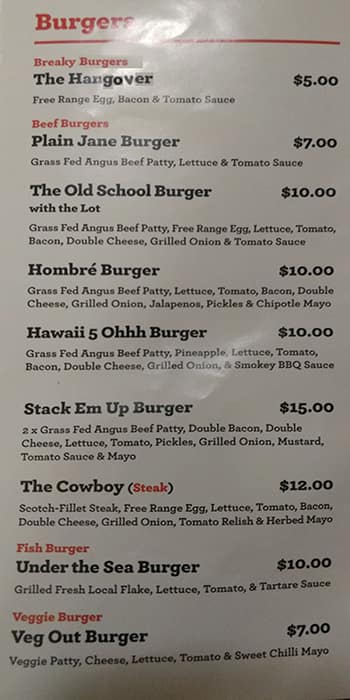 Menu at Souv & Burger restaurant, Camberwell