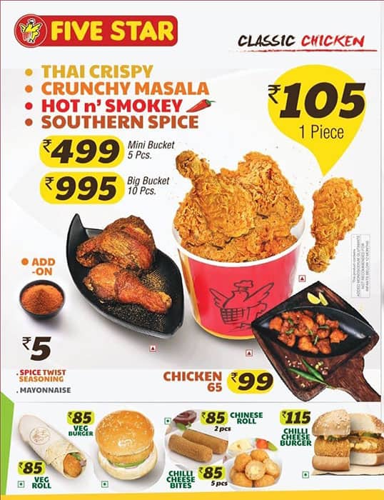 Menu of Five Star Chicken, Sangareddy, Hyderabad