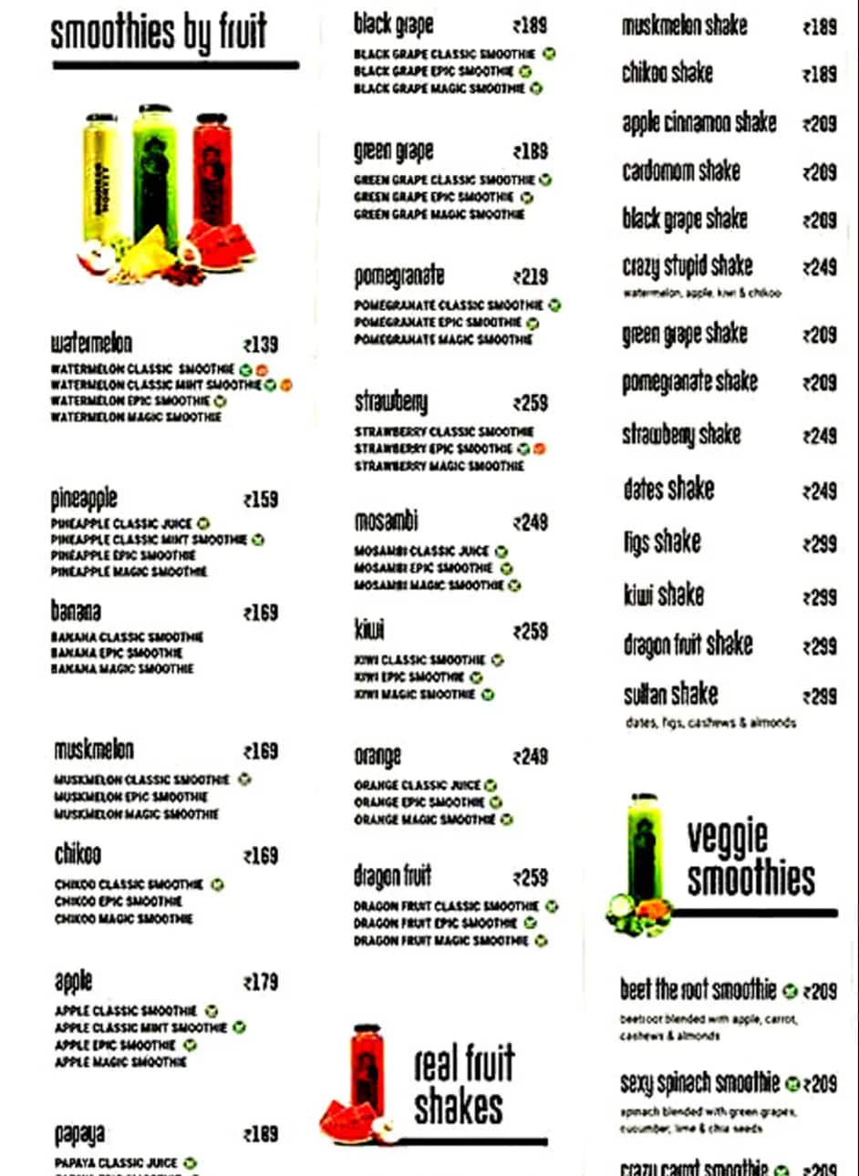 Menu of Drunken Monkey, Ashok Nagar, Chennai