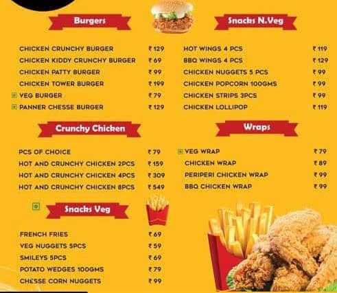 Menu of We Crunch, Pallikaranai, Chennai