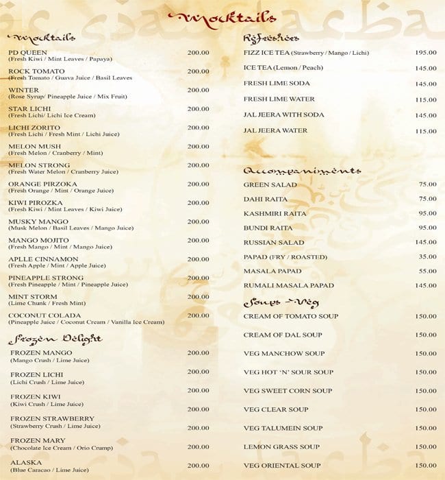 Persian Darbar Menu, Menu for Persian Darbar, Marol, Mumbai - Zomato